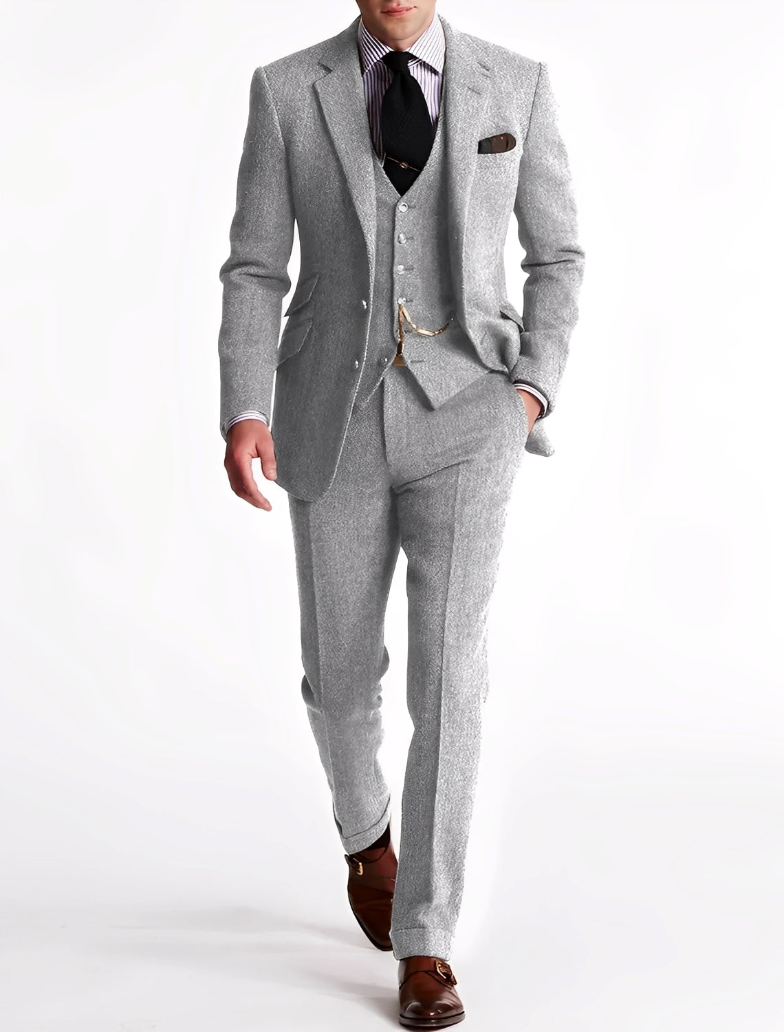 Desmond - Formal terno de três peças de tweed para homens – Noalisboa.pt